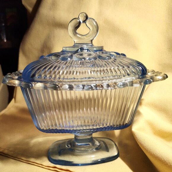 Indiana Glass | Accents | 95s Indiana Glass Sky Blue Lace Edge Pedestal ...
